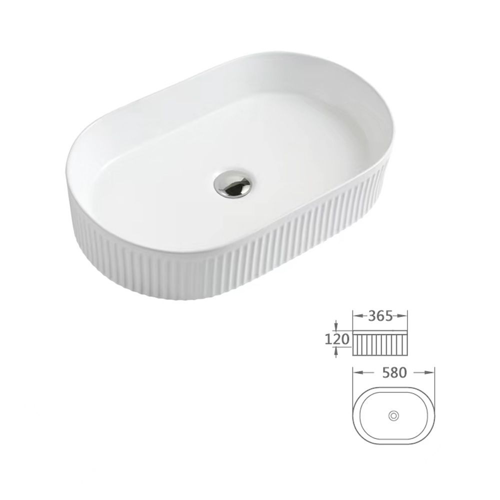 Oval Fluted Vessel White - Bathroom Basins Perth